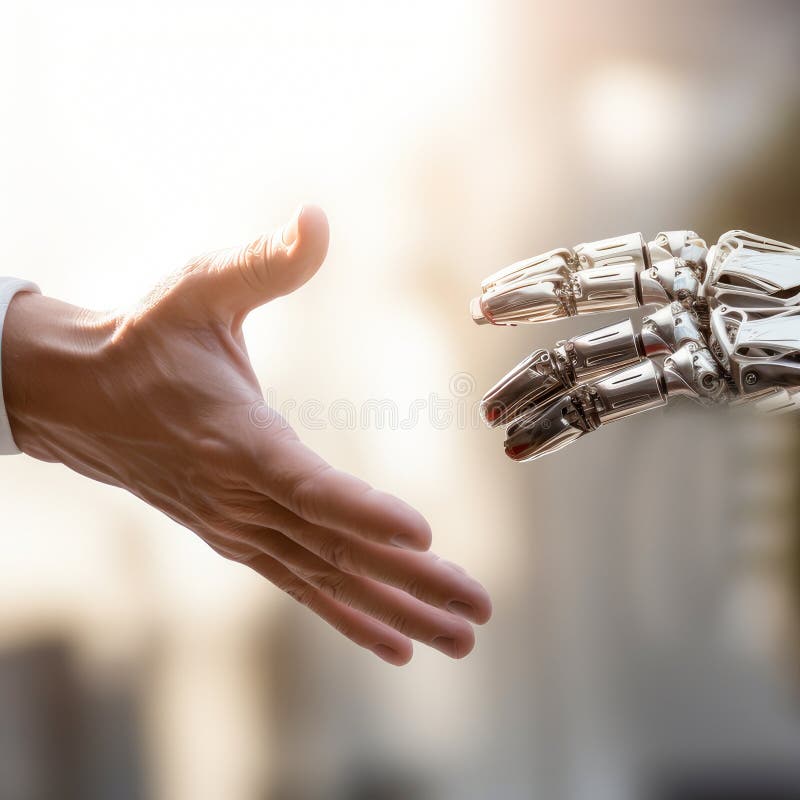 A Touch of a Human Hand and an AI Robot Stock Image - Image of ...