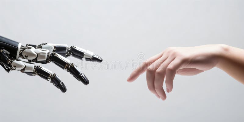The Touch of a Human Hand and a Robot Hand Stock Illustration ...