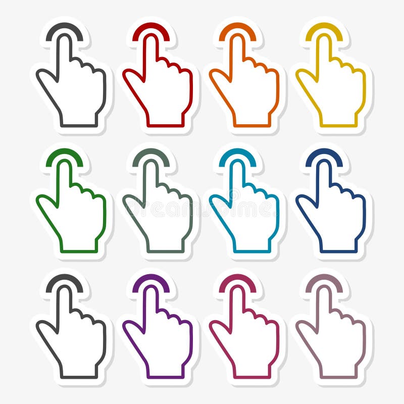 Touch Icon, Click, Hand Stickers Set Stock Illustration - Illustration ...