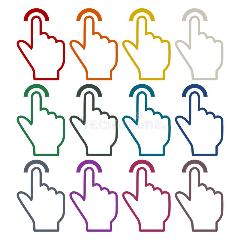 Touch Icon, Click, Hand Stickers Set Stock Illustration - Illustration ...