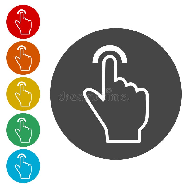 Touch Icon, Click, Hand Stickers Set Stock Vector - Illustration of ...