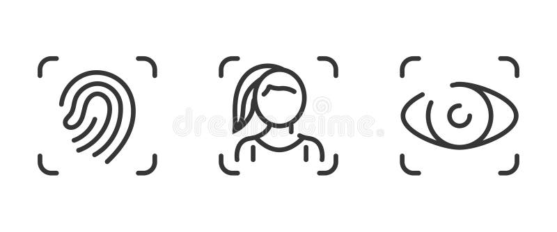 Touch ID , Face ID, Eyes Scan Icons. ID - Identity Document. Facial ...
