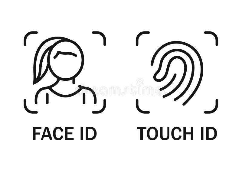 Touch ID and Face ID Icons. ID - Identity Document. Facial Recognition ...