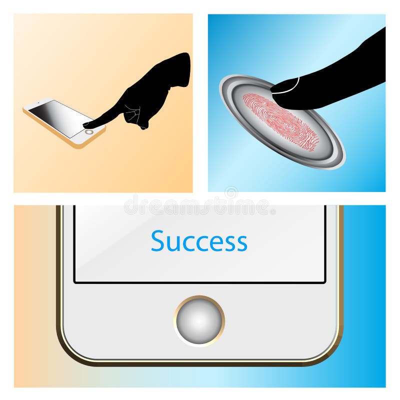 Touch, ID, Fingerprint Scan Access Symbol Stock Vector - Illustration ...