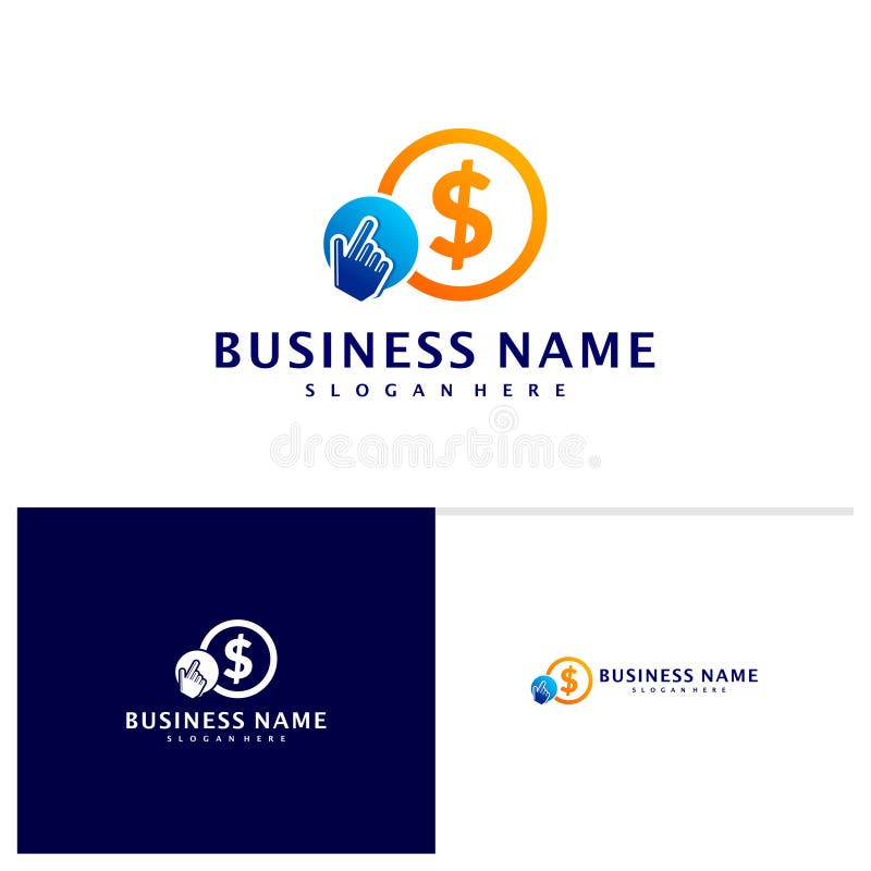 Touch Money Logo Design Concept Vector. Online Coin Logo Template Stock ...