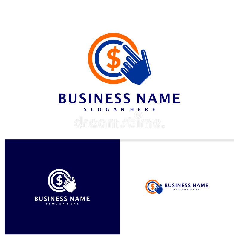 Touch Money Logo Design Concept Vector. Online Coin Logo Template Stock ...