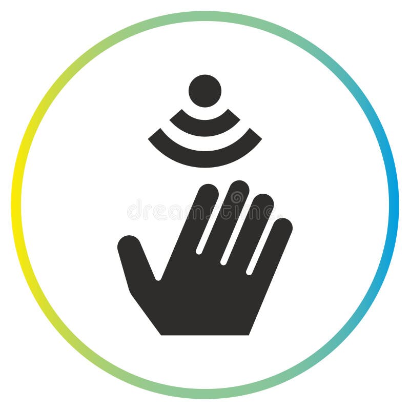 Touch Movement Signal Icon, Sensor with Hand, Flat Symbol Stock Vector ...