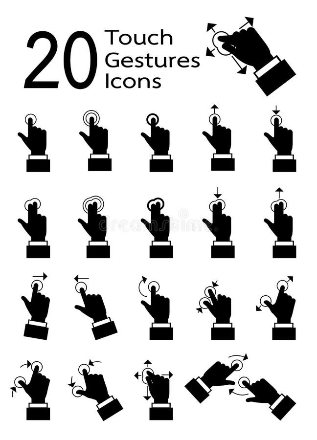 Touch Pad Gestures Icons Series Stock Illustration - Illustration of ...