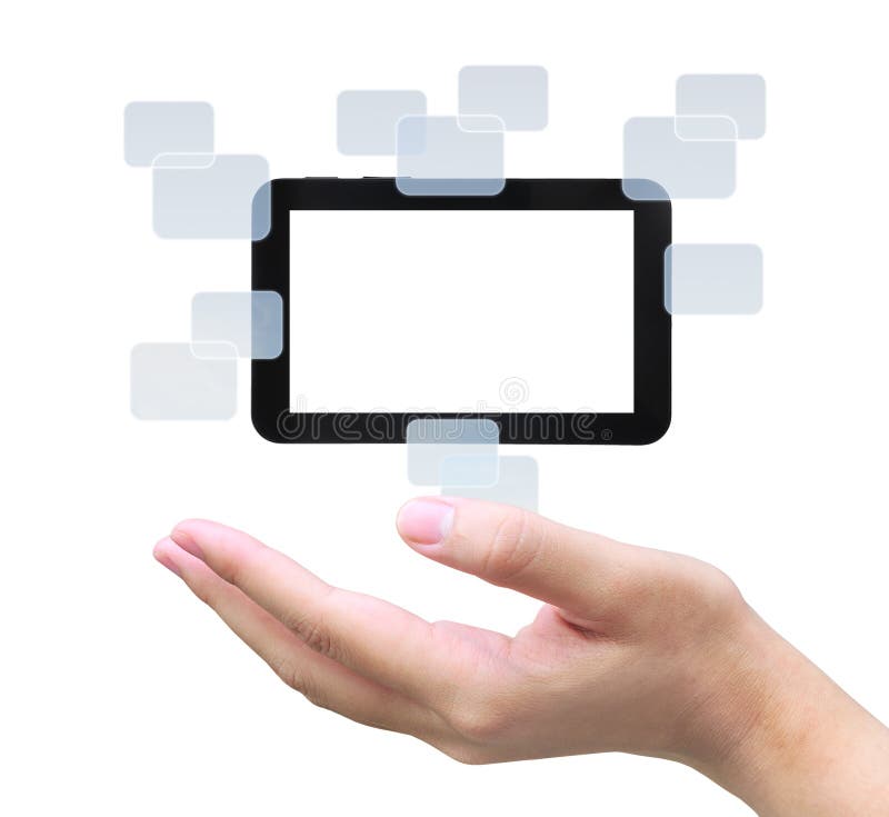 Male Hand Holding a Touchpad Pc Using Programmes Stock Image - Image of ...