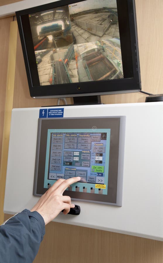 Touch Panel Monitor and Hand Stock Image - Image of cycle, technology ...