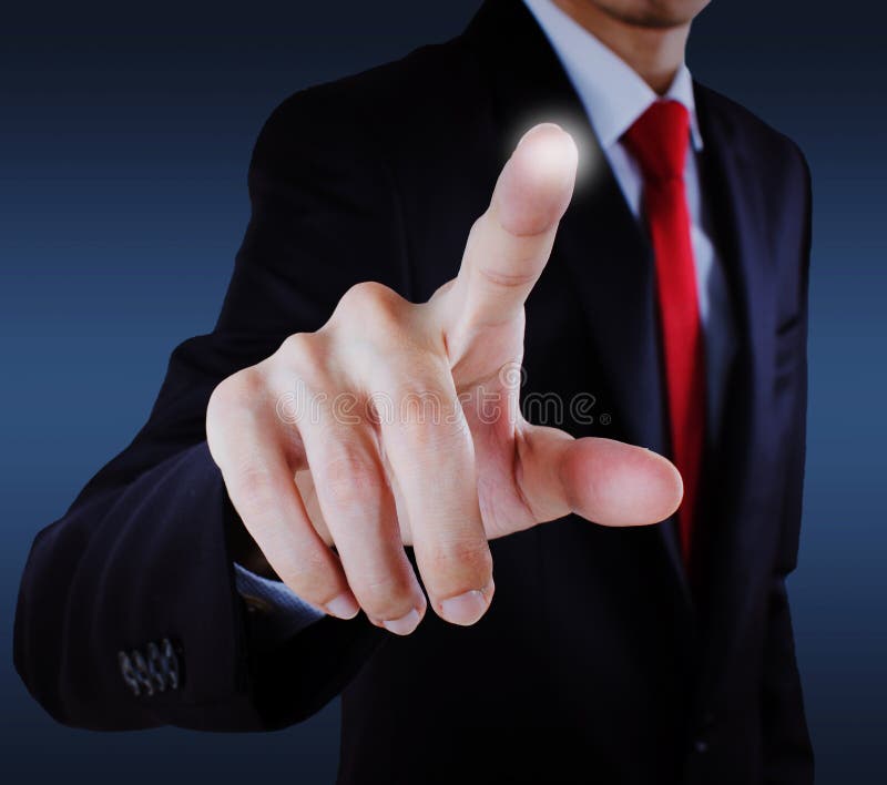 Hand and button with word stock photo. Image of touch - 5709182