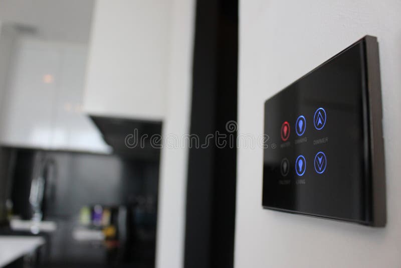 Touch Screen Control Panel for Room Lighting Stock Photo - Image of ...