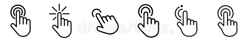 Touch Screen Finger Hand Press Push Icon Vector Stock Illustration ...