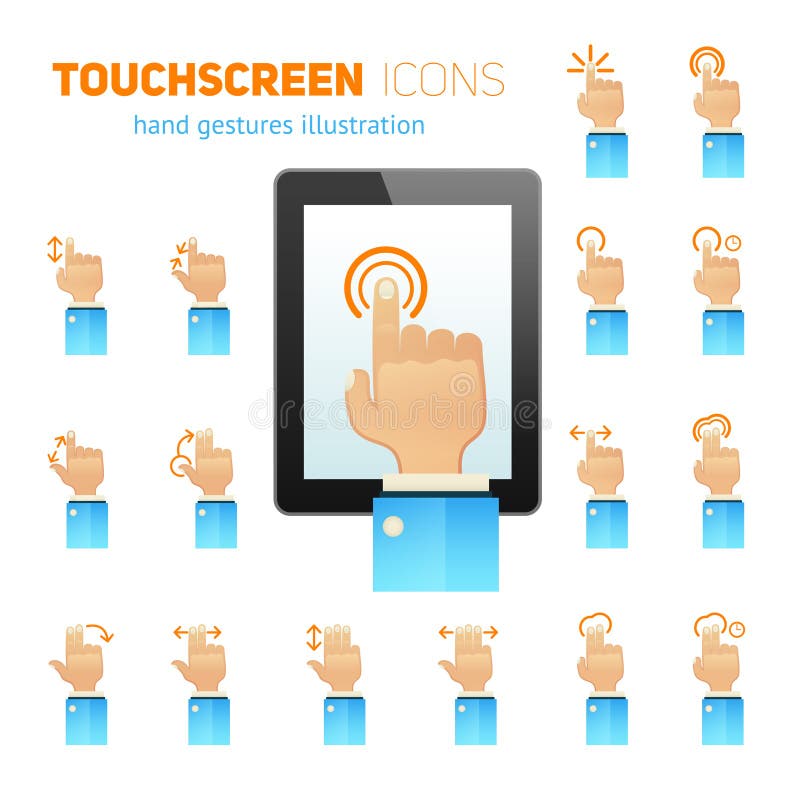 Touch Screen Gestures Icons Stock Vector - Illustration of collection ...