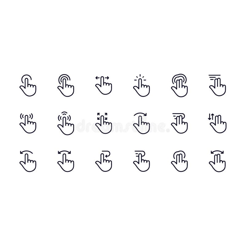 Touch Screen Gestures Line Icons Vector Design Stock Vector ... Touch Screen Gestures Line Icons Vector Design Stock Vector ...