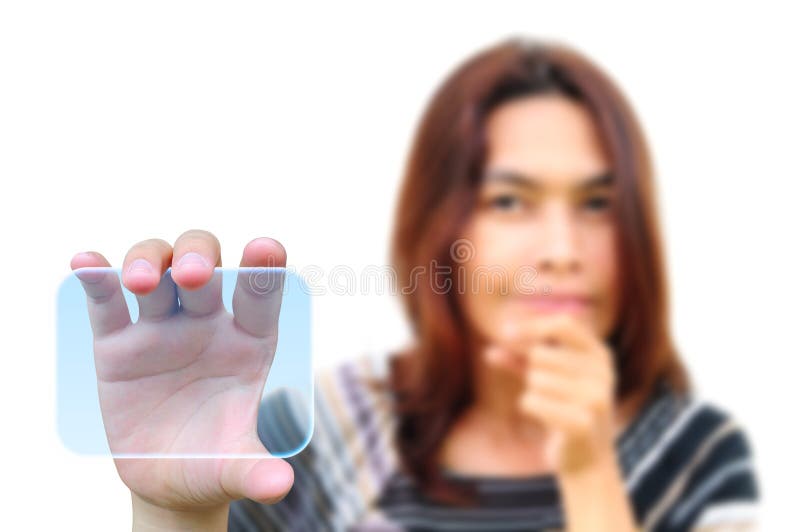 Touch screen on hand stock image. Image of business, message - 21765473