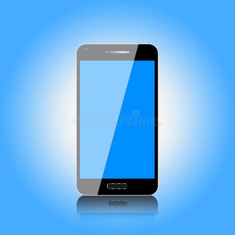 Touch Screen Handy Mit Blauem Hintergrund Vektor Abbildung ...