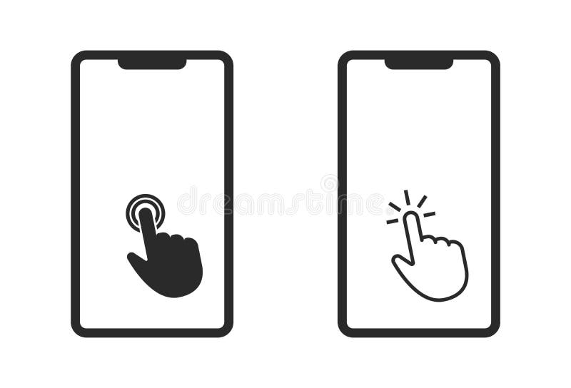 Touch Screen Icon. Smartphone with Hand Click. Vector Illustration ...