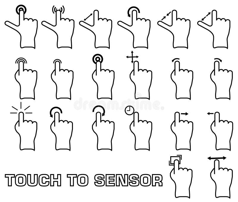 Collection of Touch Screen Gestures. Vector Graphics Stock Vector ...
