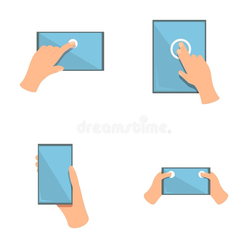 Touch Screen Icons Set Cartoon Vector. Hand Gesture on Touch Digital ...