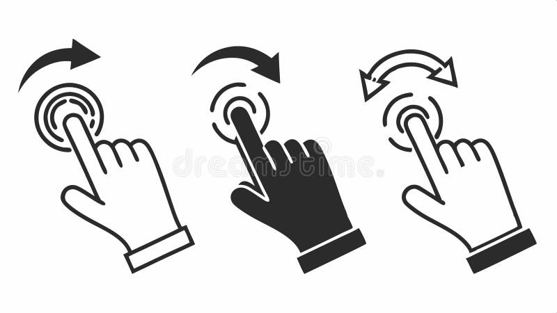 Swipe and Tap Gestures, UI Vector Design Touch Screen Icons. Vector Design Generative AI Stock ...