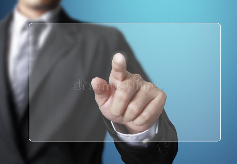 Hand and button with word stock photo. Image of touch - 5709182