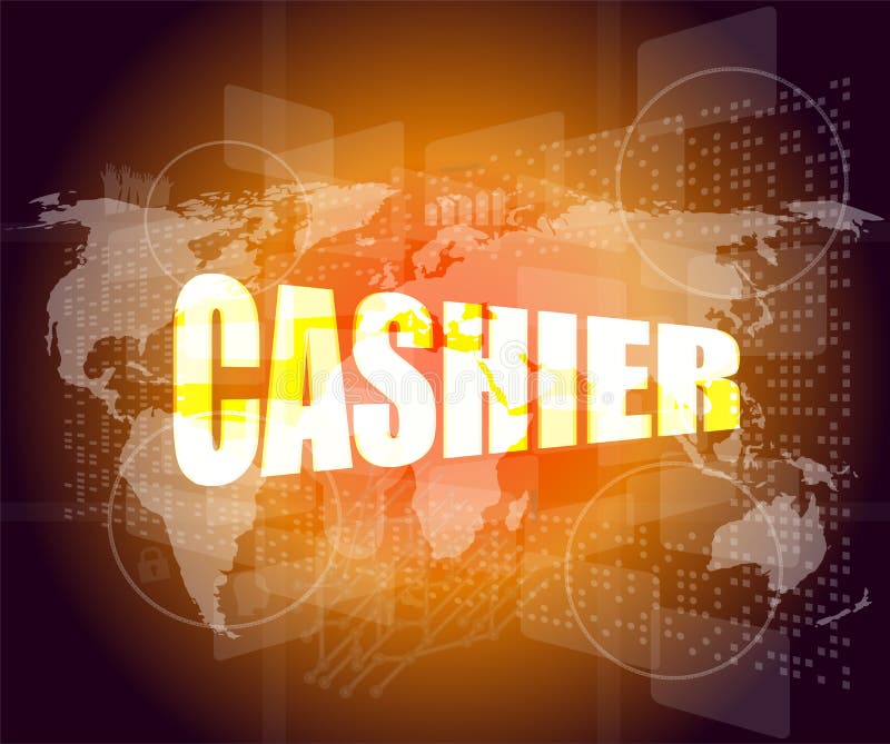 Touch Screen Interface with Cashier Word Stock Illustration ...