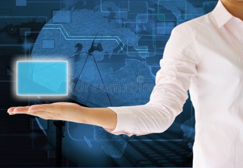 Businessman Touching Screen Stock Image - Image of finger, male: 28235761