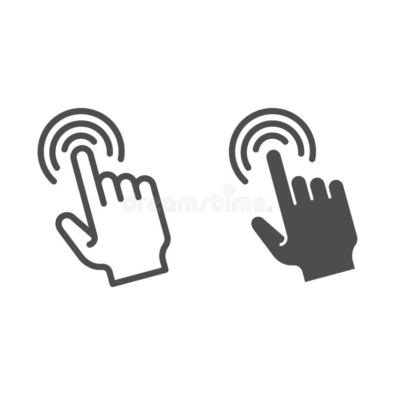 Touch Line and Glyph Icon. Cursor Vector Illustration Isolated on White ...