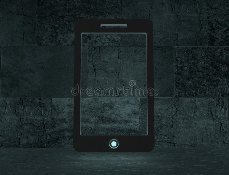 Touch Screen Mobile Cell in Dark Room Stock Illustration - Illustration ...