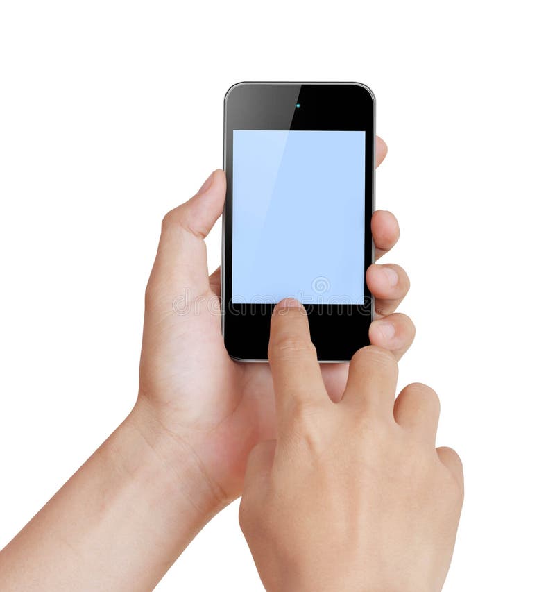 Girl Hand Touching on Touch Screen Mobile Smart Phone Stock Image ...