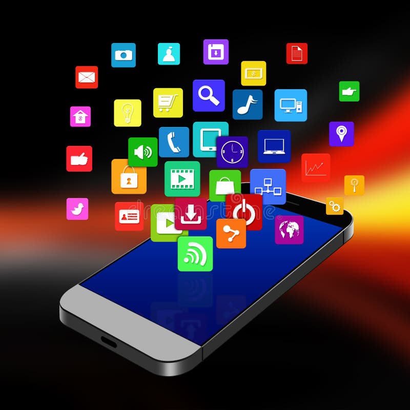 Colorful Application Icon on Smartphone,cell Phone Illustration Stock ...