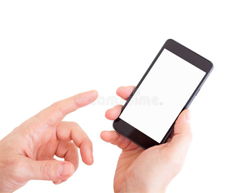 Hand Holding White Cell Phone Stock Photo - Image of hand, connection ...
