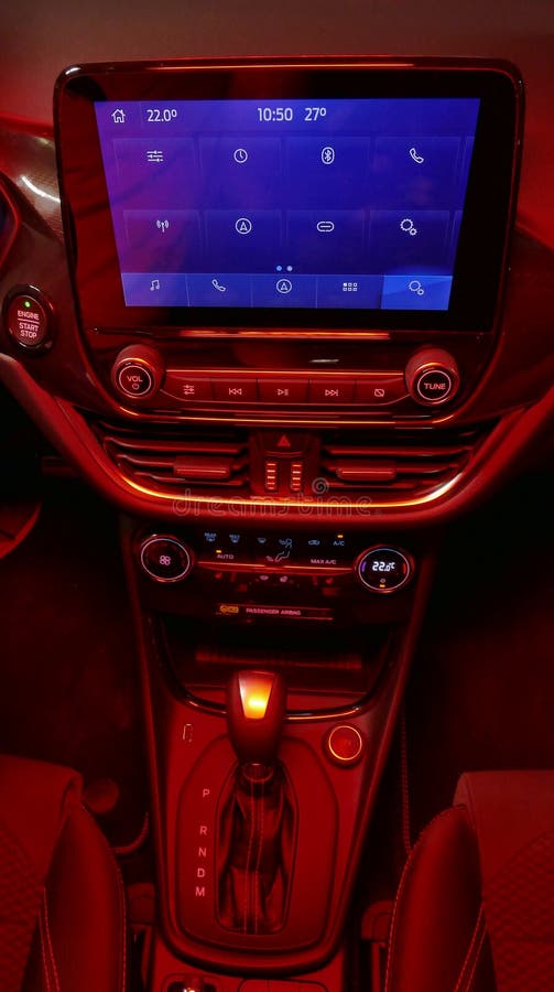 Touch Screen Monitor with Digital Menu Interface on a Central Car Panel ...