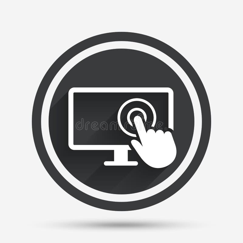 Touch Screen Monitor Sign Icon. Hand Pointer. Stock Vector ...