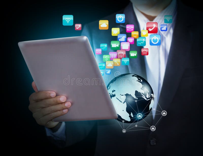 Touch Screen Tablet with Application Icons Stock Image - Image of ...