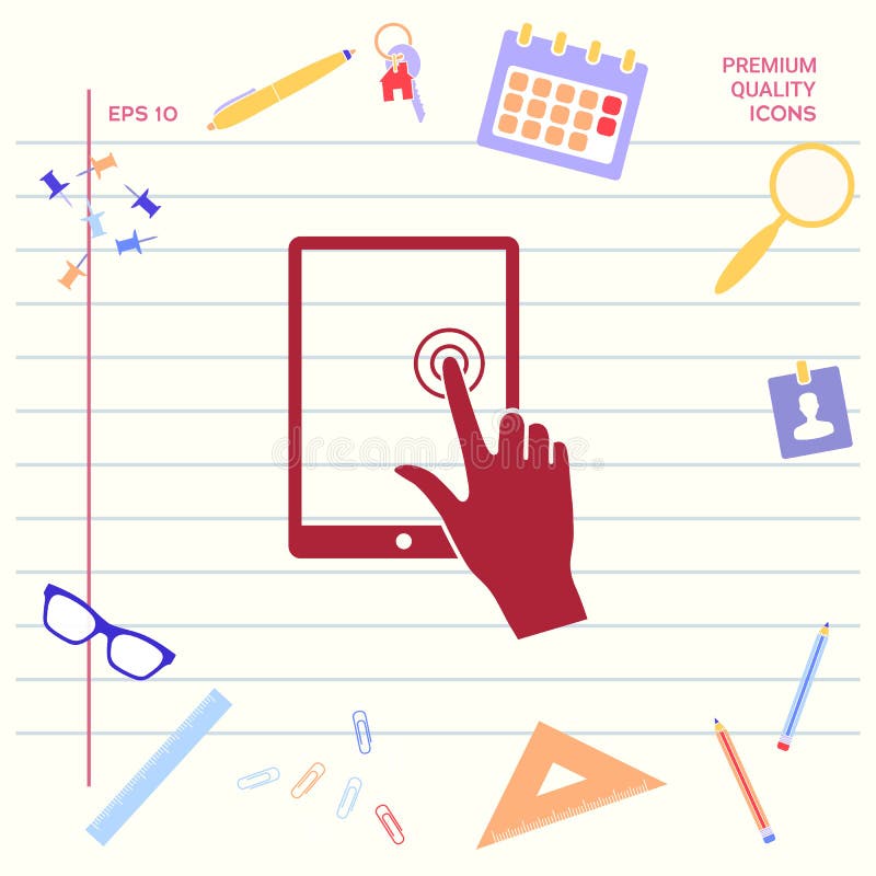 Touch Screen Tablet with Click Hand . Graphic Elements for Your Design ...