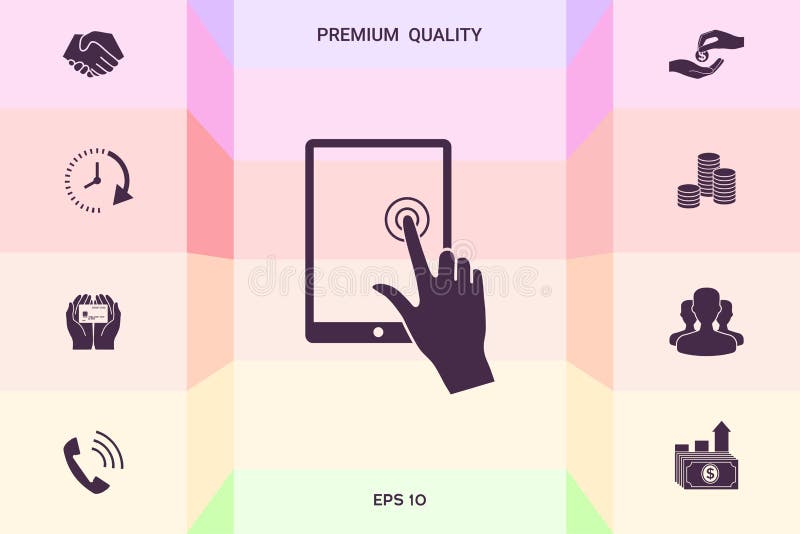 Touch Screen Tablet with Click Hand . Graphic Elements for Your Design ...