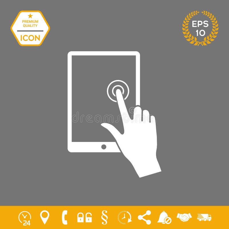 Touch Screen Tablet with Click Hand . Graphic Elements for Your Design ...