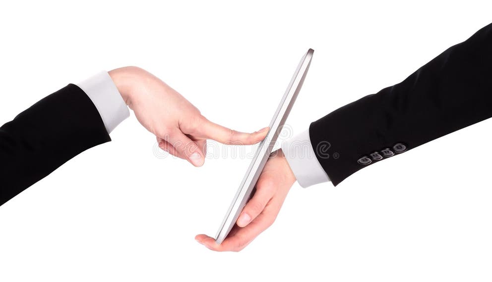 Touch Screen Tablet Computer with Hand Stock Image - Image of monitor ...