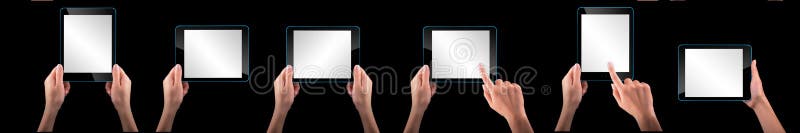Touch Screen Tablet Computer with Hand Stock Image - Image of closeup ...
