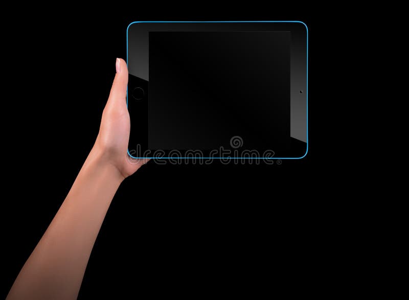 Touch Screen Tablet Computer with Hand Stock Photo - Image of ...