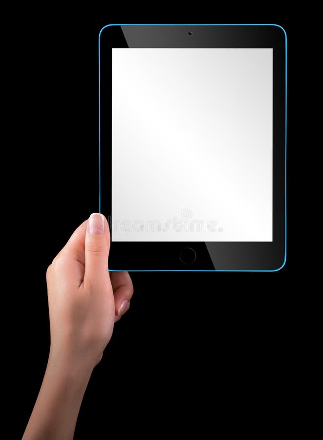 Touch Screen Tablet Computer with Hand Stock Photo - Image of personal ...