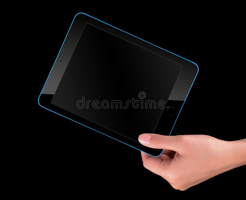 Touch Screen Tablet Computer with Hand Stock Photo - Image of book ...