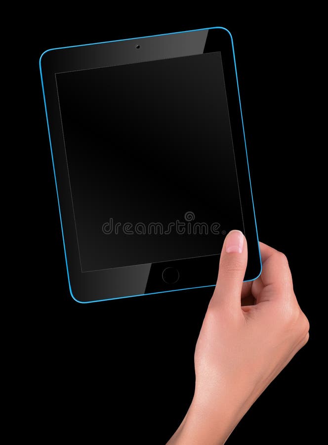 Touch Screen Tablet Computer with Hand Stock Photo - Image of ...