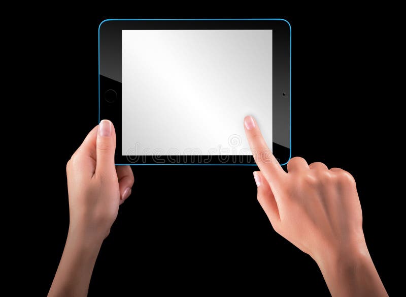 Touch Screen Tablet Computer with Hand Stock Photo - Image of device ...