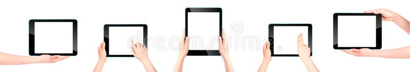 Touch Screen Tablet Computer with Hand Stock Image - Image of equipment ...