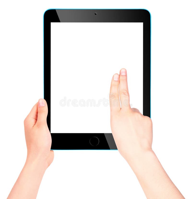 Touch Screen Tablet Computer with Hand Stock Photo - Image of laptop ...