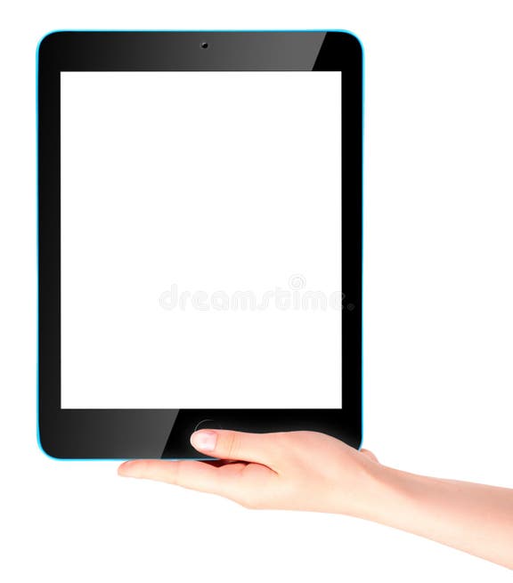 Touch Screen Tablet Computer with Hand Stock Image - Image of isolated ...