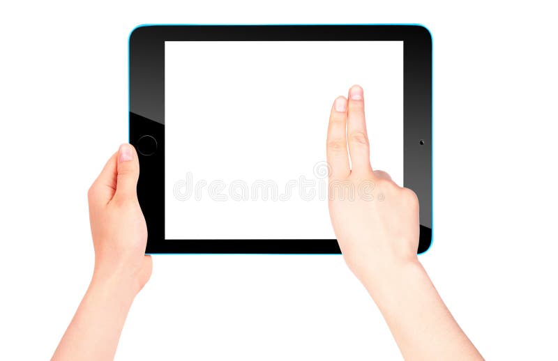 Touch Screen Tablet Computer with Hand Stock Photo - Image of laptop ...